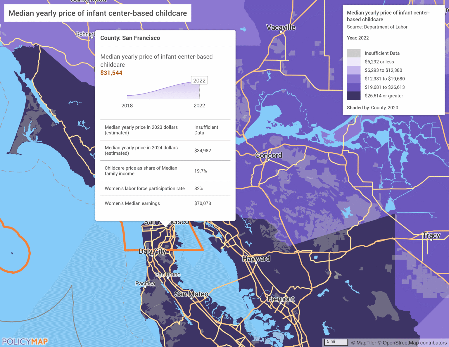 Childcare Costs Take a Growing Share of Family Income | PolicyMap